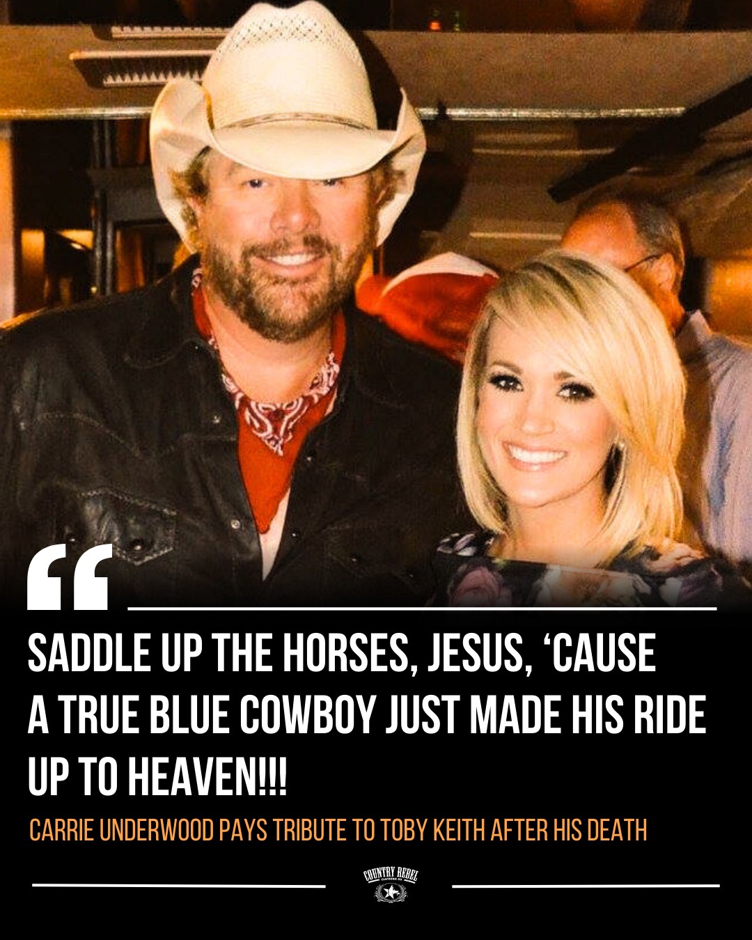 Carrie Underwood Honors Toby Keith In Powerful Tribute
