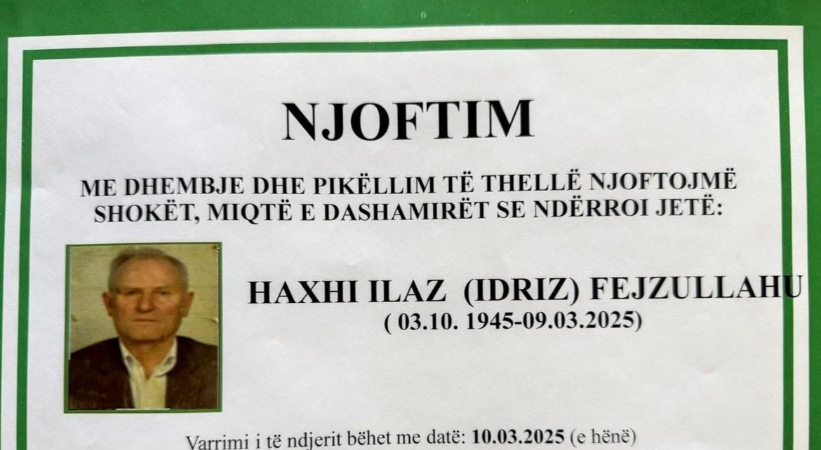 Podujevë: Ndërron jetë Haxhi Ilaz Fejzullahu