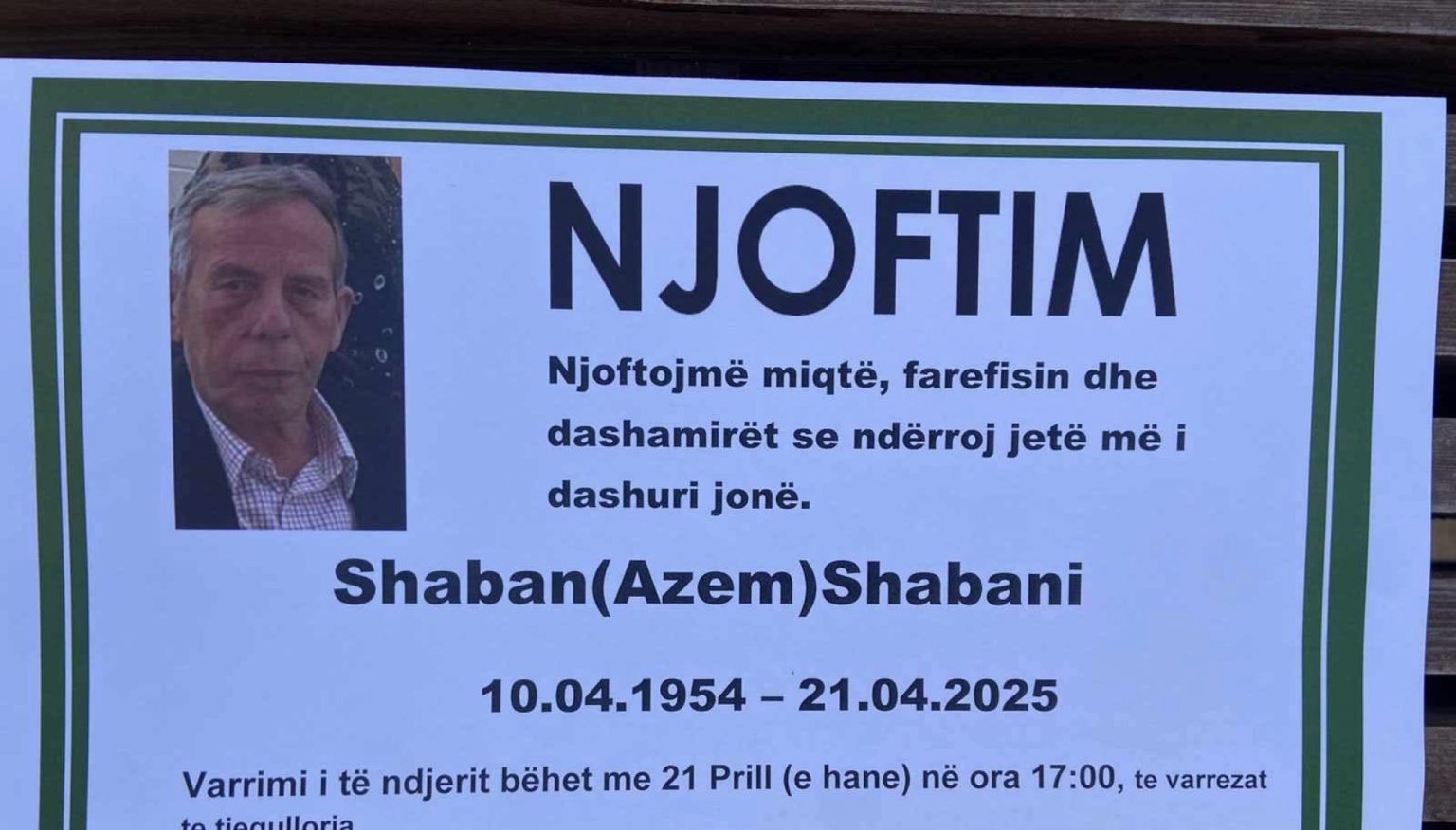 Podujevë: Ndërron jetë Shaban Shabani